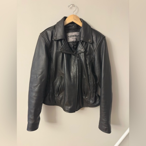 Unik | Jackets & Coats | Vintage Unik Leather Motorcycle Jacket Womens ...